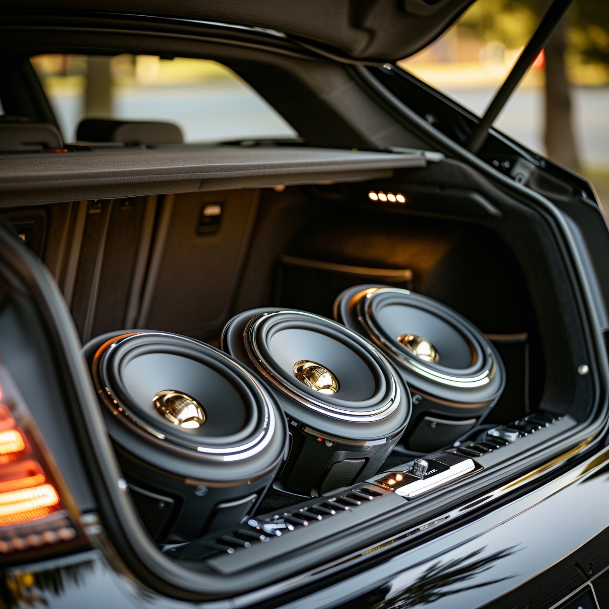 Installation of a custom subwoofer in a car trunk, focus on power and ...